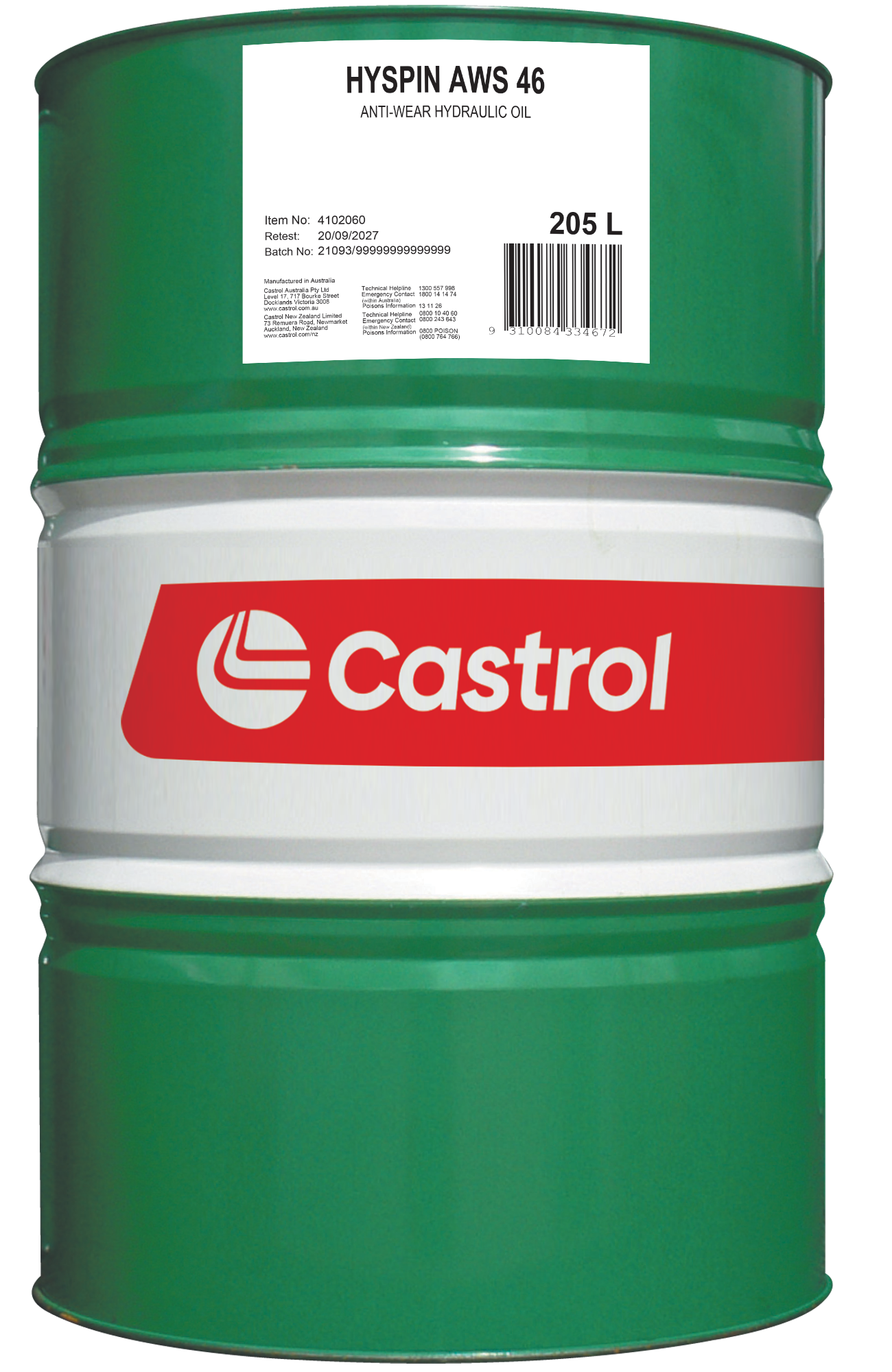Castrol HYSPIN AWS 68 205L – RD Petroleum