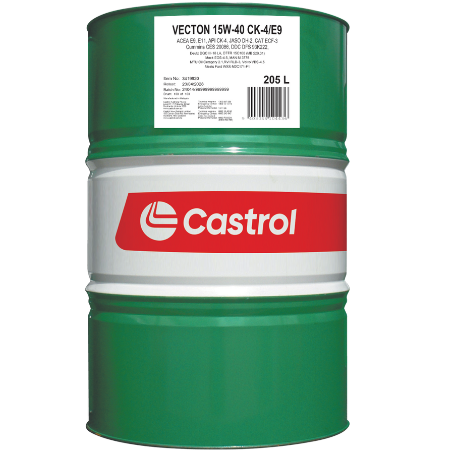 Castrol VECTON 15W40 CK-4/E9 205L – RD Petroleum